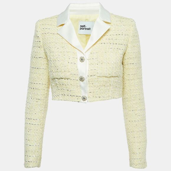 Self-Portrait | Jackets & Coats | Selfportrait Yellow Boucle Tweed ...